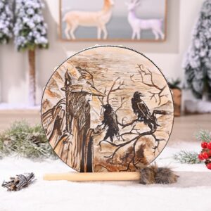 Festival Drum Decoration Percussion Musical Instrument Drum Tree of Life Drum Owl Mosaic Celtic Bird Drum Elf Deer Drum Beauty Drum (Mosaic Drum)