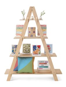 displays2go dandelion a-frame ladder shelf fixture, eco-friendly plywood material, knockdown design - natural (dbafsh1)