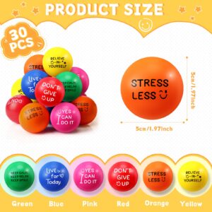 30 Pieces Motivational Stress Balls Colorful Foam Ball Quotes Stress Balls 1.97 Inch Inspirational Stress Relief Ball Hand Exercise Balls for Adults Girls Boys Party Favors Gifts, 6 Styles