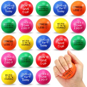 30 pieces motivational stress balls colorful foam ball quotes stress balls 1.97 inch inspirational stress relief ball hand exercise balls for adults girls boys party favors gifts, 6 styles