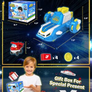 Super Wings Mini World Aircraft Playset, Includes 2" Transform-a-Bot Jett and Gold Coins & Parcels, Preschool Educational Learning Toys for Age 3+, Birthday Gifts for Kids