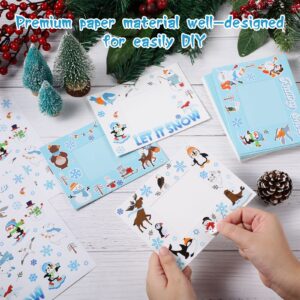 Capoda 24 Pack Winter Picture Craft Kits, Snow DIY Paper Photo Frames Craft for Kids, Falling Snow Craft for Kids Home School Game Activities Winter Christmas Party Favors, 6.3 x 4.7 Inches (Fresh)