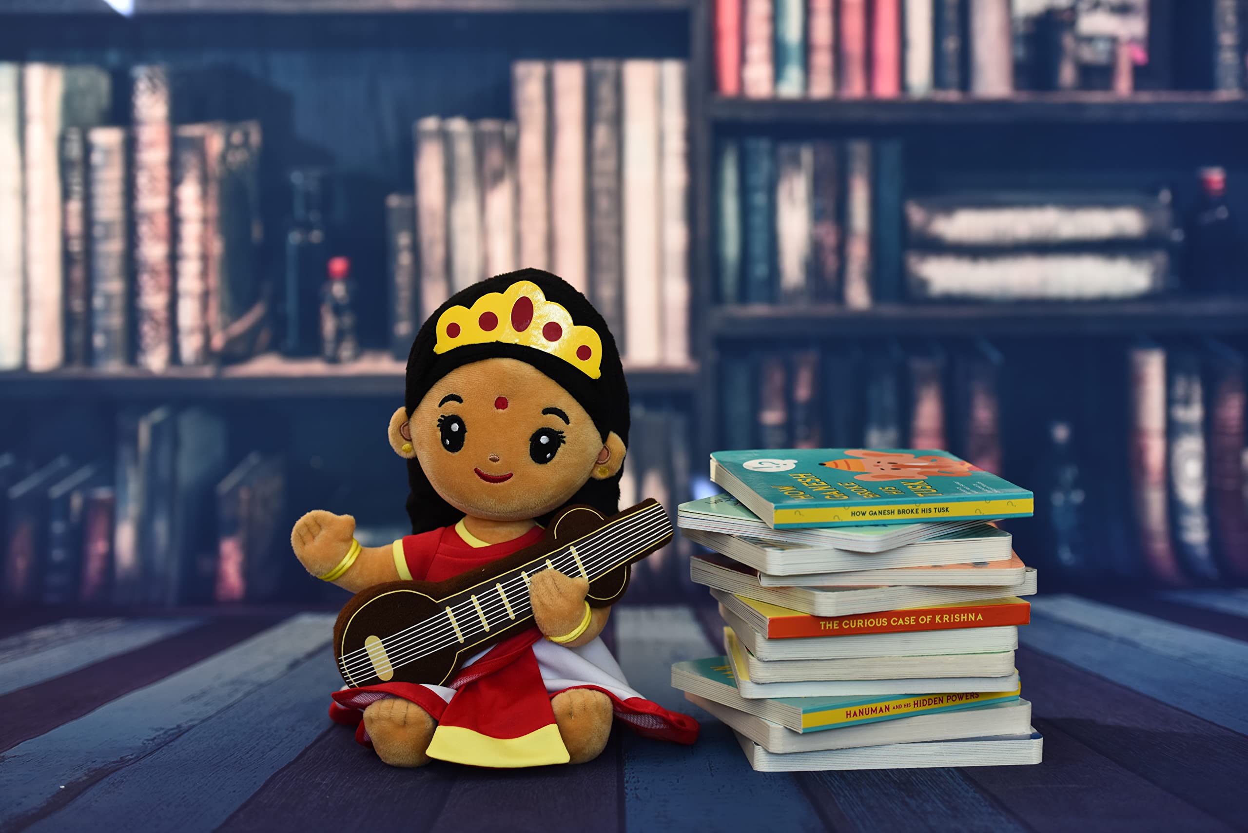 MODI TOYS Saraswati Devi Collection - Mantra Singing Plush Toys and Book | Ideal for Newborns, Infants, Toddlers, Grandparents | Best for Diwali, Baby Shower, Birthday, Housewarming