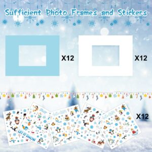 Capoda 24 Pack Winter Picture Craft Kits, Snow DIY Paper Photo Frames Craft for Kids, Falling Snow Craft for Kids Home School Game Activities Winter Christmas Party Favors, 6.3 x 4.7 Inches (Fresh)