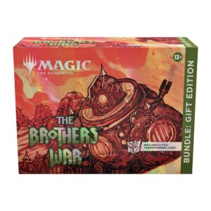 Magic The Gathering The Brothers War Gift Bundle | Foil Transformers Card, 1 Collector Booster, 8 Set Boosters, and Accessories