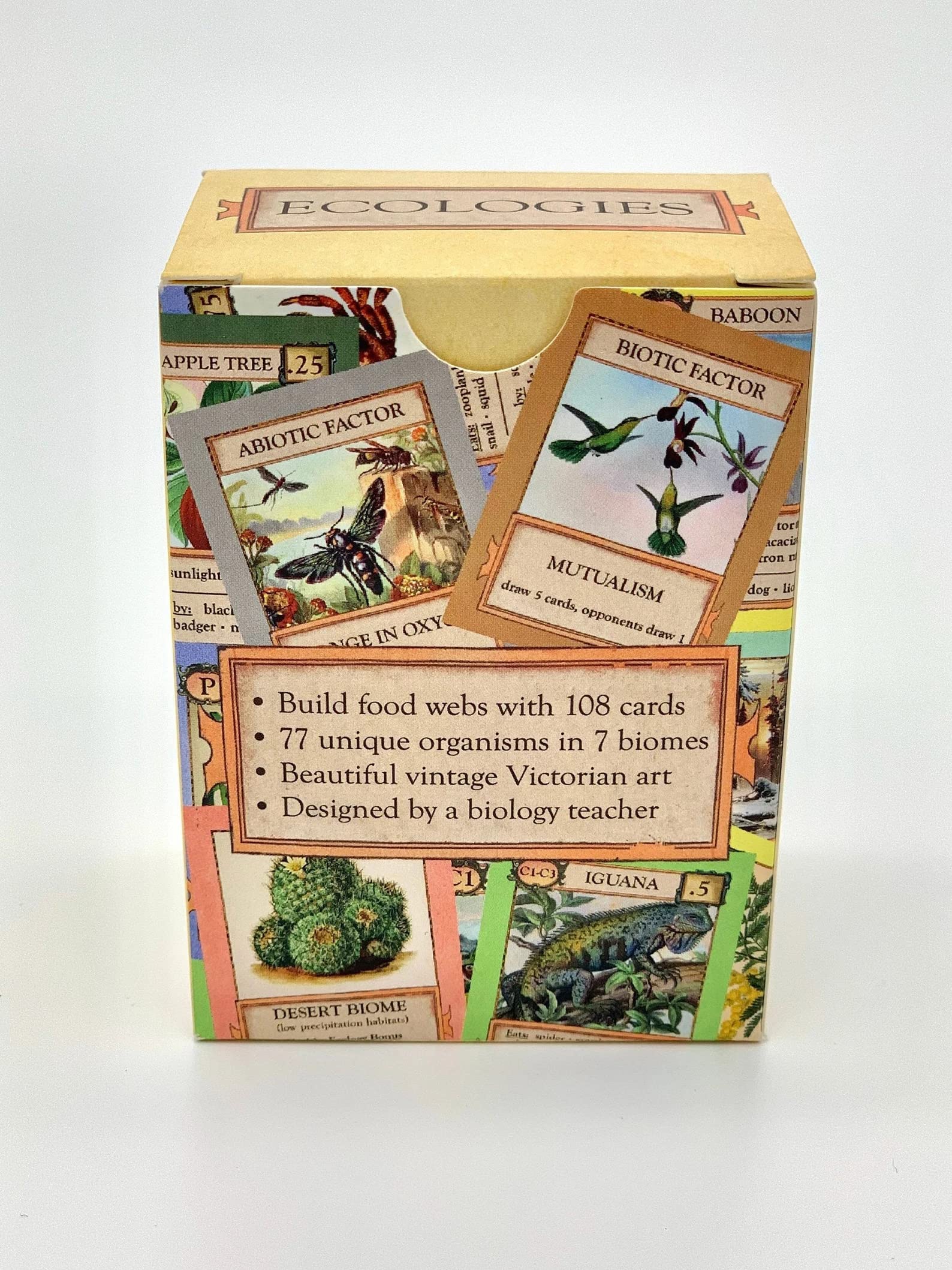 Montrose Biology Ecologies Card Game - Use Science to Build Food Webs in 7 Biomes - Beautiful Vintage Nature Art for The Classroom or Game Night