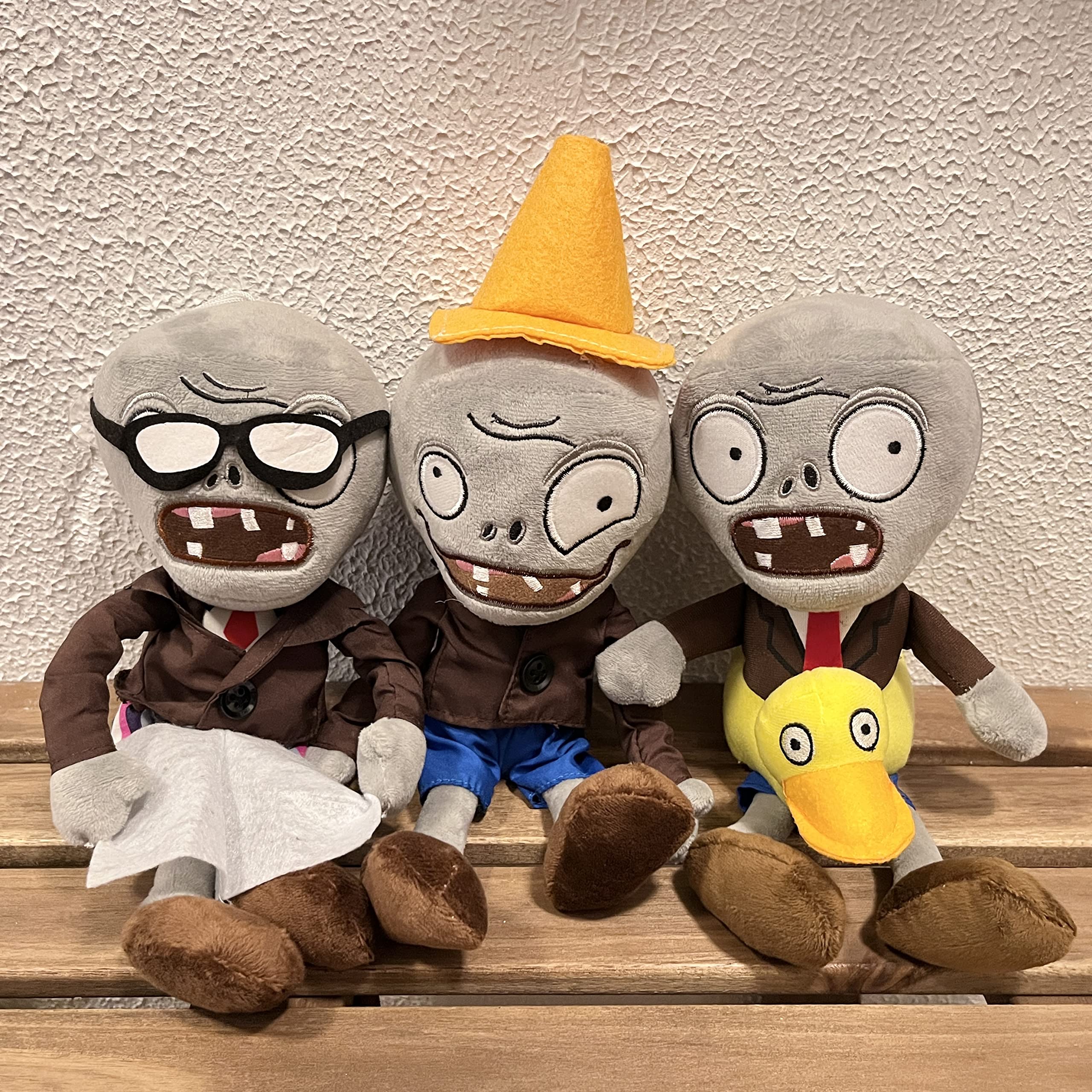 Dyharnsty 3Pcs Plants vs Zombies Plush Toys Zombie Sets,Ducky Zombie Newspaper Zombie & Conehead Zombie,Soft Figure Doll Plants vs Zombies Toys PVZ Plush 1 2 for Birthday,Party,Halloween & Christmas