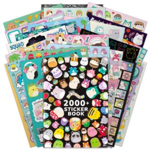 fashion angels squishmallows sticker book - includes 2000+ squishmallows stickers & 10 sticker collector pages - join the squish squad - accessorize notebooks, journals - ages 6 & up, multicolor