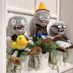 Dyharnsty 3Pcs Plants vs Zombies Plush Toys Zombie Sets,Ducky Zombie Newspaper Zombie & Conehead Zombie,Soft Figure Doll Plants vs Zombies Toys PVZ Plush 1 2 for Birthday,Party,Halloween & Christmas