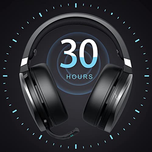 Wireless Gaming Headphones for All Kinds of Games, 30 Hours Playtime, Low Latency, Over-Ear Noise Cancelling Bluetooth Gaming Headphones with Dual Microphones, 3D Surround Sound, RGB Lighting