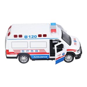 SWOQ Emergency Vehicle Model, Aluminum Ambulance Model Interesting Aluminum Pickup Function with LED Lights for More Than 3 Years