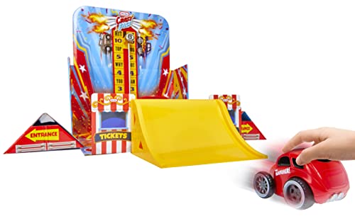 Little Tikes Crazy Fast Flip & Fly Carnival Playset with One Exclusive Pullback Toy Car Vehicle, Goes up to 50ft!