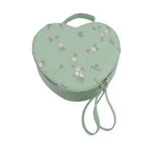 junyy women girls vintage floral heart-shaped crossbody purse casual travel shoulder messenger handbags(green)