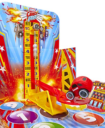 Little Tikes Crazy Fast Flip & Fly Carnival Playset with One Exclusive Pullback Toy Car Vehicle, Goes up to 50ft!