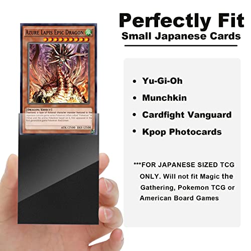 Black Yu-gi-oh Card Sleeve 200 Pack, Japanese Small Card Sleeves 62x89mm, Back Textured Perfect Shuffling, Protect Your Japanese Sized Trading Cards Kpop Photocard Never Tear