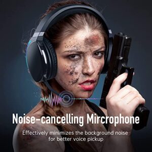 Wireless Gaming Headphones for All Kinds of Games, 30 Hours Playtime, Low Latency, Over-Ear Noise Cancelling Bluetooth Gaming Headphones with Dual Microphones, 3D Surround Sound, RGB Lighting