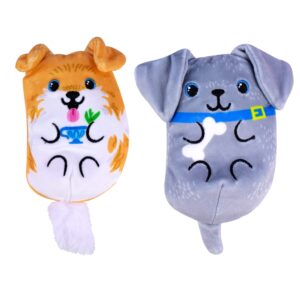 dogs vs squirls - jasper & brian - 2-pack - 4" amazon exclusive squishy bean filled plushies! - collect these as stocking stuffers, fidget toys, or sensory toys - great for kids, boys, & girls!