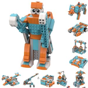 vteepck 389 pieces coding robot kit toys for kids 8+ years, stem toys for kids to learn programming, learning & education toys, app & remote control blocks diy engineering kid science robot gifts