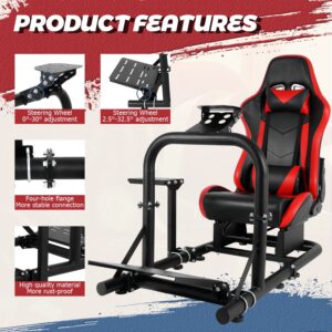 Minneer Stable Drive Fly Simulator Cockpit with Red Seat Fit for Logitech/Thrustmaster/Fanatec G29/G920/T248 Racing Gaming Steering Wheel Stand(Wheel, Pedals, Handbrake Not Included)