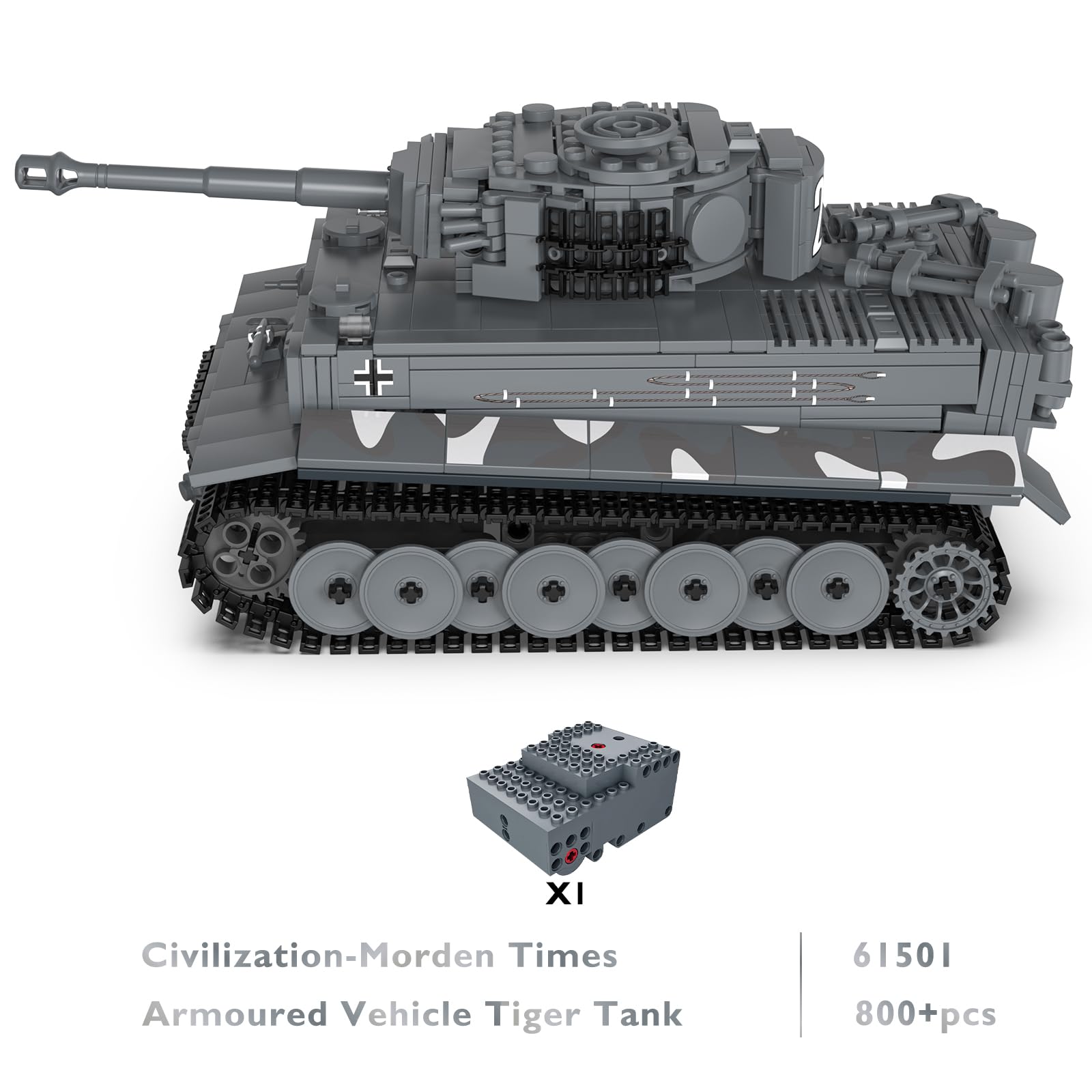 JMBricklayer Tank Building Sets for Adults or Boys - WW2 Military RC Tiger Army Tank Model Toy, Armed Construction Vehicle Set Ideal Gifts Toys 61501