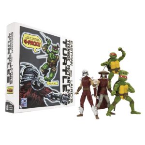 the loyal subjects teenage mutant ninja turtles bst axn elite foot soldier/shredder and raphael + donatello comic inspired combo 4-pack - diamond px 40th anniversary exclusive (batmntmrg4pk01)