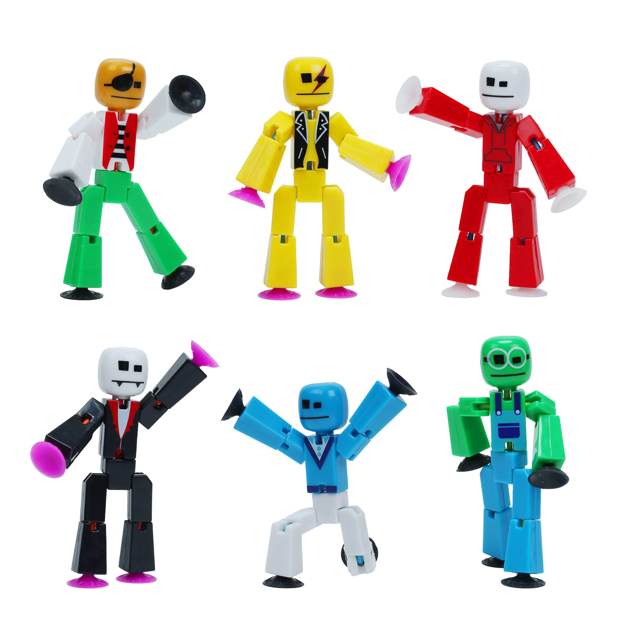 Zing Stikbot Avatar Series 1, Set of 6 UV Print Stikbot Collectable Action Figures, Create Stop Motion Animation, Great for Kids Ages 4 and Up