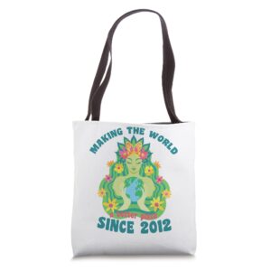 making the world better place since 2012 birthday tote bag