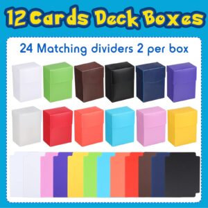 Leyndo TCG Deck Cards Boxes, Large Capacity with Dividers, Fits 80+ Cards Trading Card Games Storage Organizer Cases for Trading Card Games, Sports and Game Cards, Fit for Standard Cards (12)