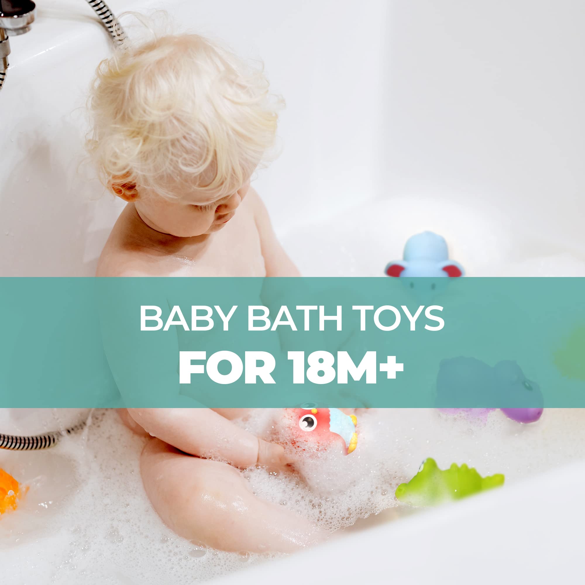 Hely Cancy Infant Bath Toys for 18 Months - No Hole Animal Bathtub Toys, Baby Bath Tub Toys