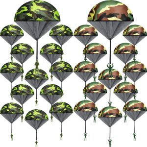 60 pcs army camo parachute toys hand throwing camo parachute men toy plastic soldiers army toy parachute army action figures hand throw outdoor flying gifts for boys girls outdoor party game, 2 styles