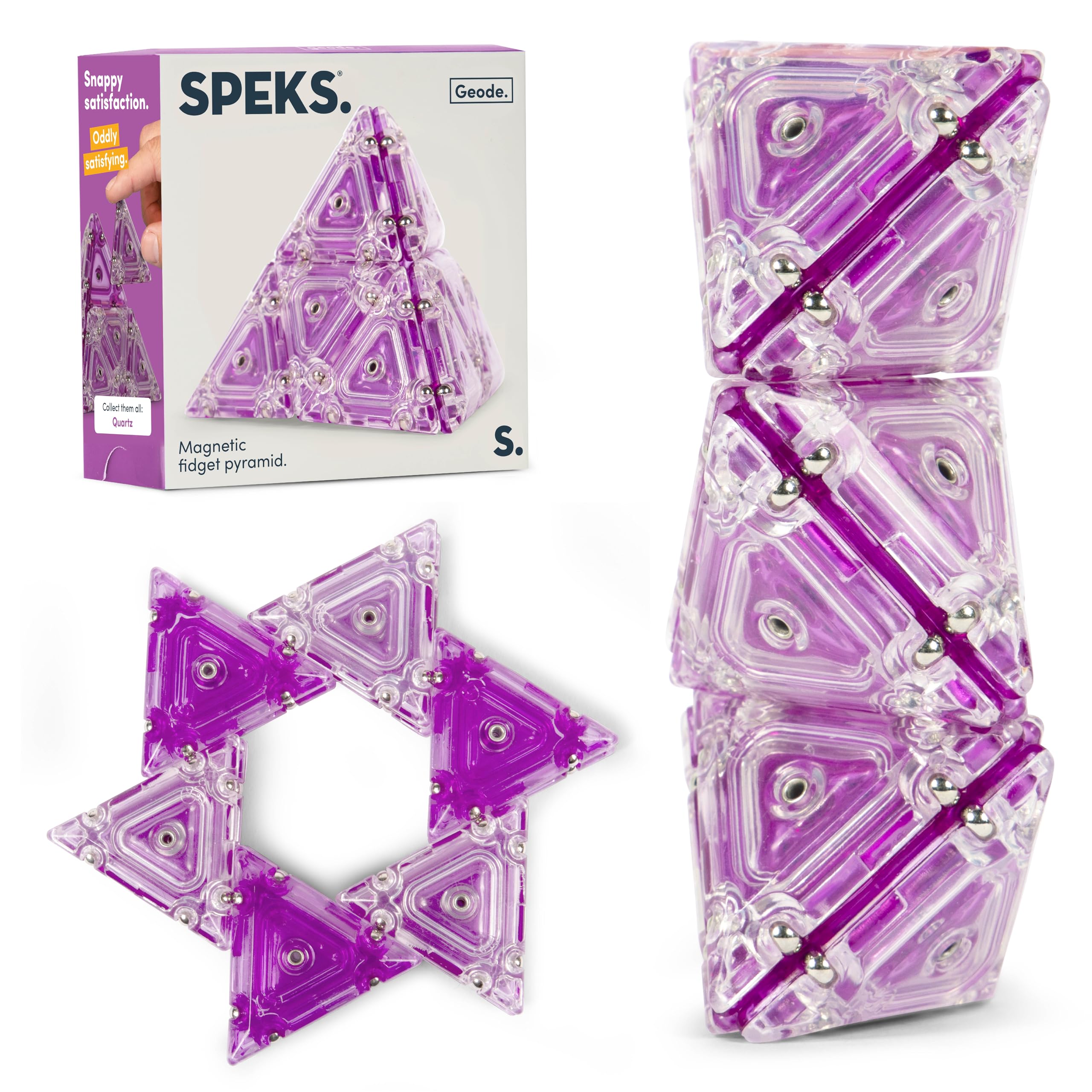 Speks Geode Pyramid 12-Piece Building Set - Quartz - Fun Desk Toy for Adults