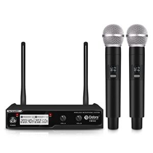 d debra audio vm302 vhf wireless microphone system with dual handheld mic have xlr interface for home karaoke wedding conference speech (vm302)