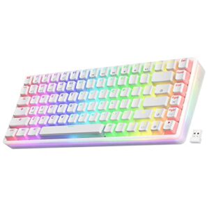 ltc neon75 wireless 75% triple mode bt5.0/2.4g/usb-c hot swappable mechanical keyboard, 84 keys bluetooth rgb compact gaming keyboard with software, pbt pudding keycaps