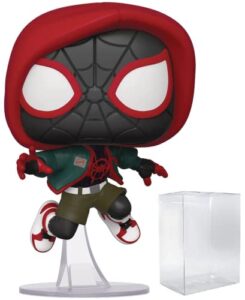 spider-man pop marvel into the spiderverse - casual miles morales (px previews exclusive) funko vinyl figure (bundled with compatible pop box protector case), multicolor, 3.75 inches