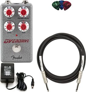 fender hammertone overdrive bundle with power supply, instrument cable, and picks