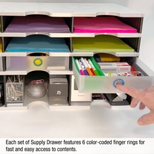 Ultimate Office TierDrop Supply Drawers Measure 9w x 12d x 2 1/4 Inches High for Desk Accessories and Supplies, Set of 3, Includes Color-Coded Finger Rings for Fast and Easy Access to Contents