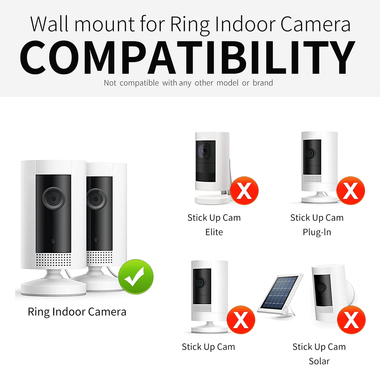 Strong Adhesive Wall Mount for Ring Indoor Cam(2nd Gen and 1st Gen),Two Ways Easy Installation, No Drilling or Screw Secured Fixed (Ring Indoor Cam is not Included)