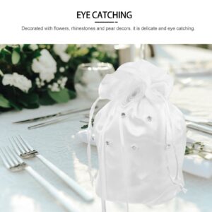 Veemoon Bride Handbag Bridal Handbag Bag White Pearl Bride Drawstring The Flowers Bridesmaid Handbag