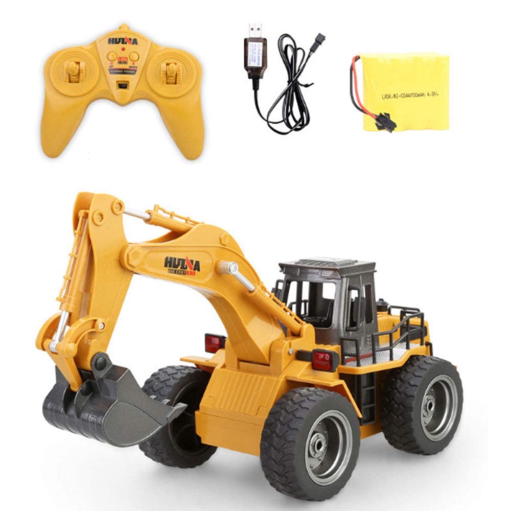 QIYHBVR 6-Channel Remote Control Digger,Toy Digger Remote Control Digger Excavator Toys,Engineering Sand Digger Construction Vehicle Toy RC Excavator Toy Cars for Kids