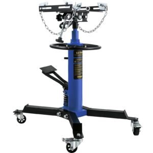 vevor transmission jack,1/2ton/1100lbs capacity hydraulic telescopic transmission jack, 2-stage transmission jack stand with foot pedal, 360° swivel wheel, garage/shop lift hoist, blue