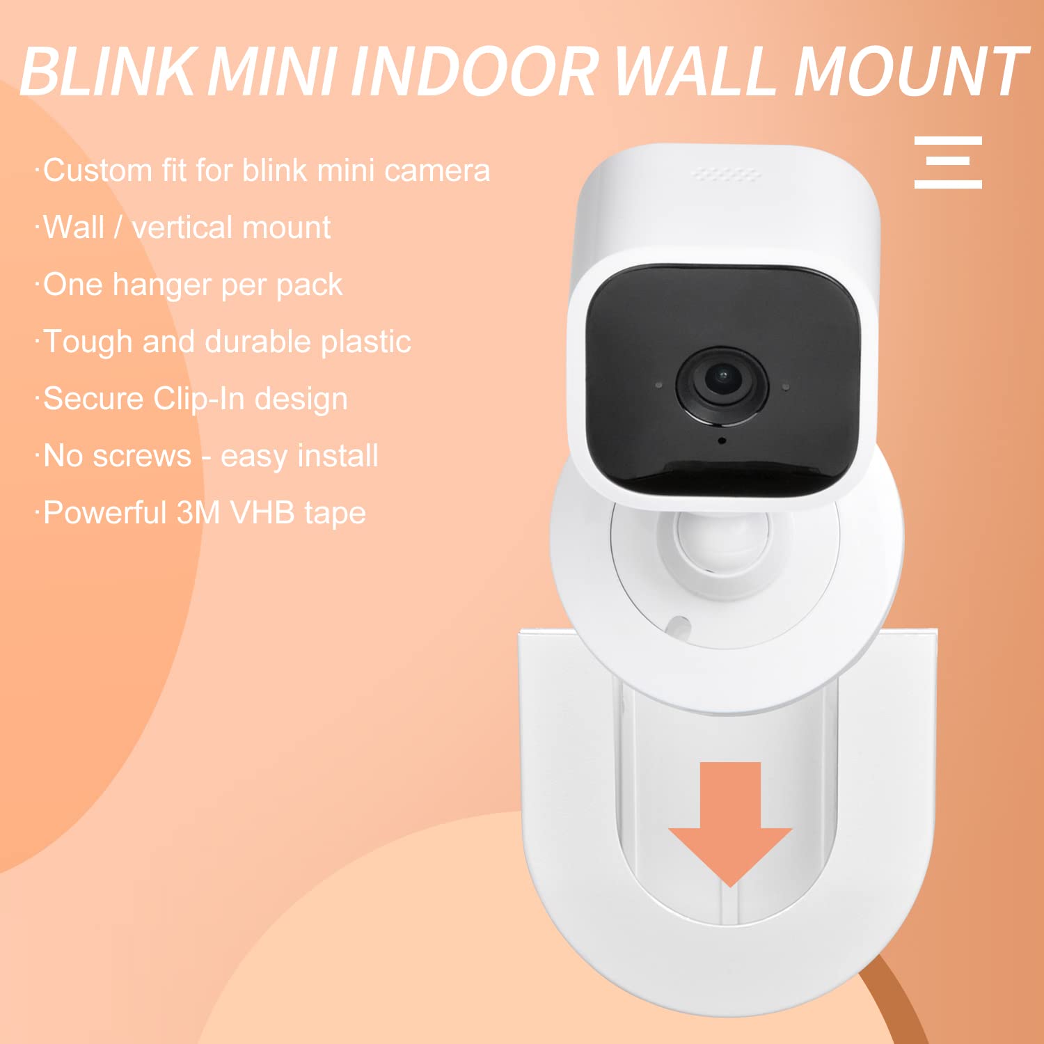 4pack Blink Mini Camera Wall Mount , Strong Adhesive Wall Mount for Blink Mini Indoor Camera, No Drilling or Screw Secured Fixed,Easy to Install