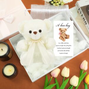 HyDren Angel Bear Plush Stuffed Animal Bear Sympathy White Bear Dolls Gift Ribbon Bow and Condolences Card for Kid Boy Girl Funeral Memorial Comfort Loss of Loved One