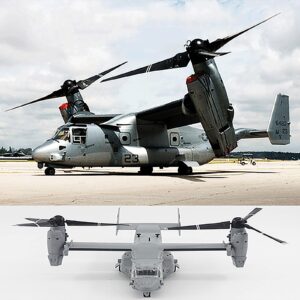 HZDJS V 22 Osprey Model Military Helicopter Tilt-Rotor Transport Helicopter Amphibious Attack Fighter Aircraft Model Toy Ornaments Foldable,1:72 Military Airplane