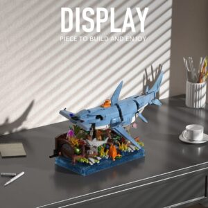 Nifeliz Hammerhead Shark Building Set; Build-and-Display Model for Adults; Functional Sea Scene Display; Home Decor Gift for Adults with a Passion for Ocean (1,144 Pieces)