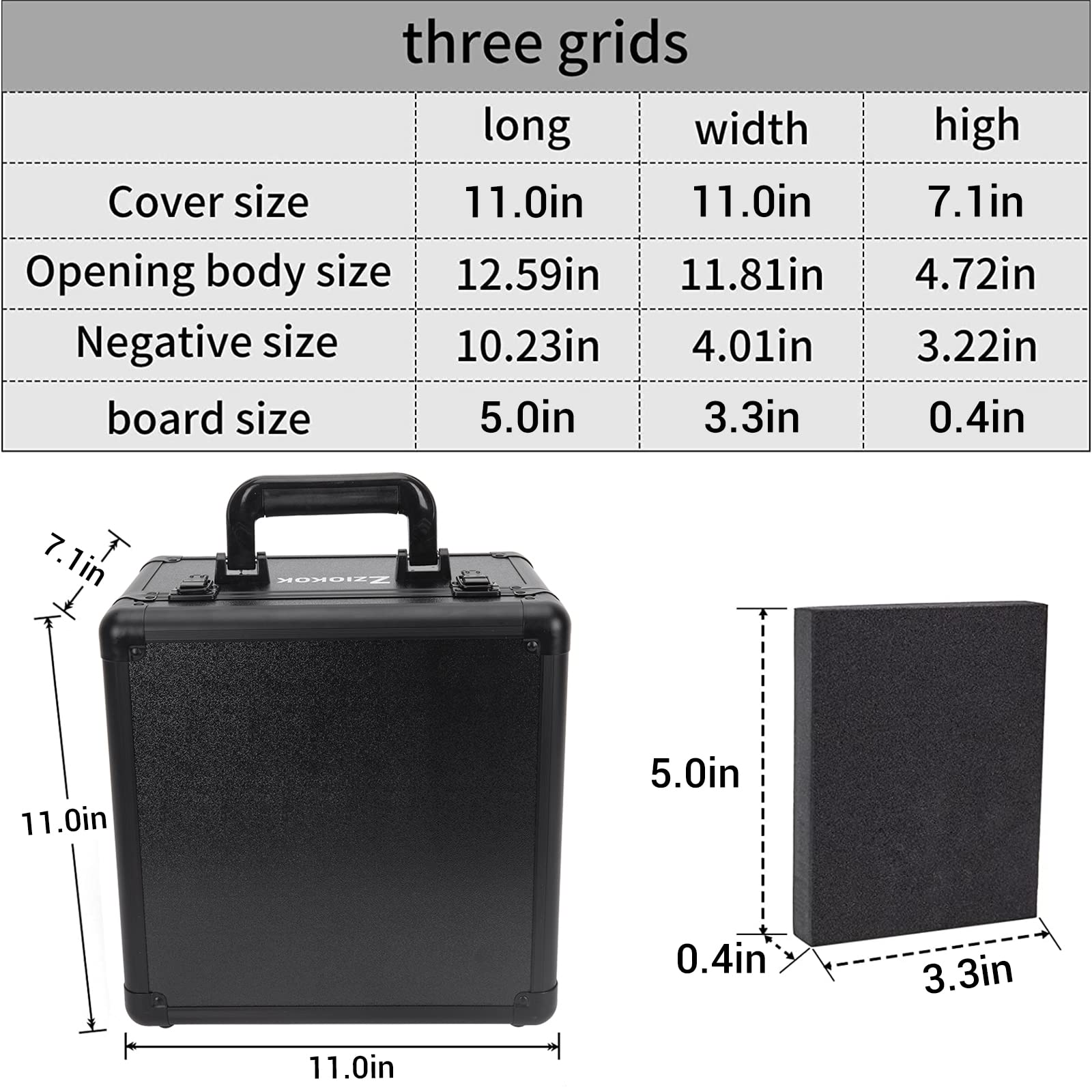 Graded Card Storage Box 120 BGS SGC PSA Sports Card Slab Case Waterproof Display Trading Card Case Aluminum Graded Card Display Case with Removable EVA insert boards and Padlock holes(3 Slots No Card)