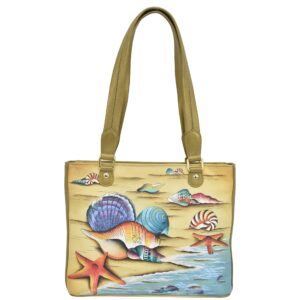 anuschka women’s hand painted genuine leather medium shopper - gift of the sea