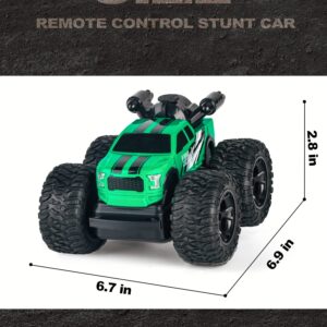 RC Stunt Car, RC Monster Trucks 4x4 Offroad, 4WD 360° Flips Rotating Car Toys for Boys and Girls, Toddler Remote Control Car with Spray Function, Ideal Birthday for Kids (Green)