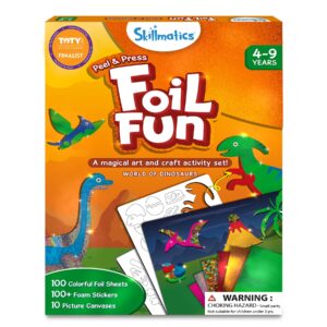 skillmatics art & craft activity - foil fun dinosaurs, no mess art for kids, craft kits & supplies, diy creative activity, gifts for boys & girls ages 4, 5, 6, 7, 8, 9, travel toys