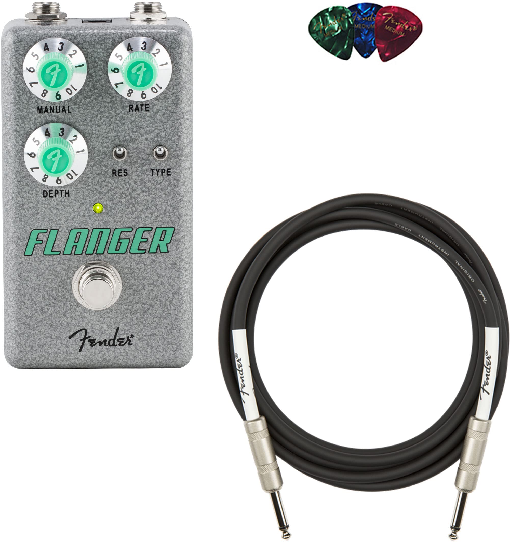 Fender Hammertone Flanger Bundle with Instrument Cable and Picks