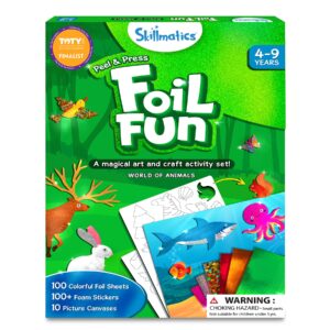 skillmatics art & craft activity - foil fun animals, no mess art for kids, craft kits & supplies, diy creative activity, gifts for boys & girls ages 4, 5, 6, 7, 8, 9, travel toys